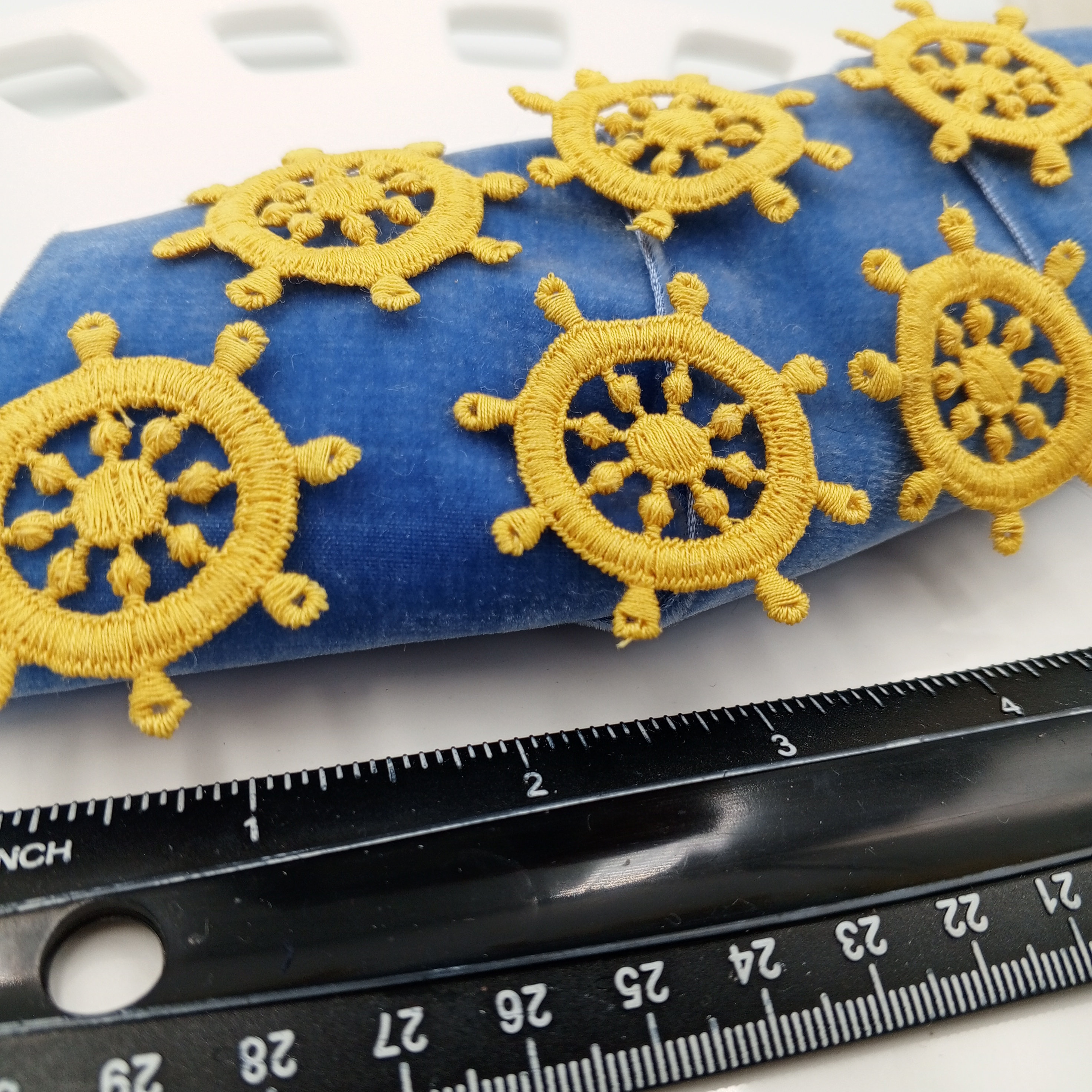 Yellow Nautical Ship Wheel Applique Embroidered Vintage Captain's Wheel ...
