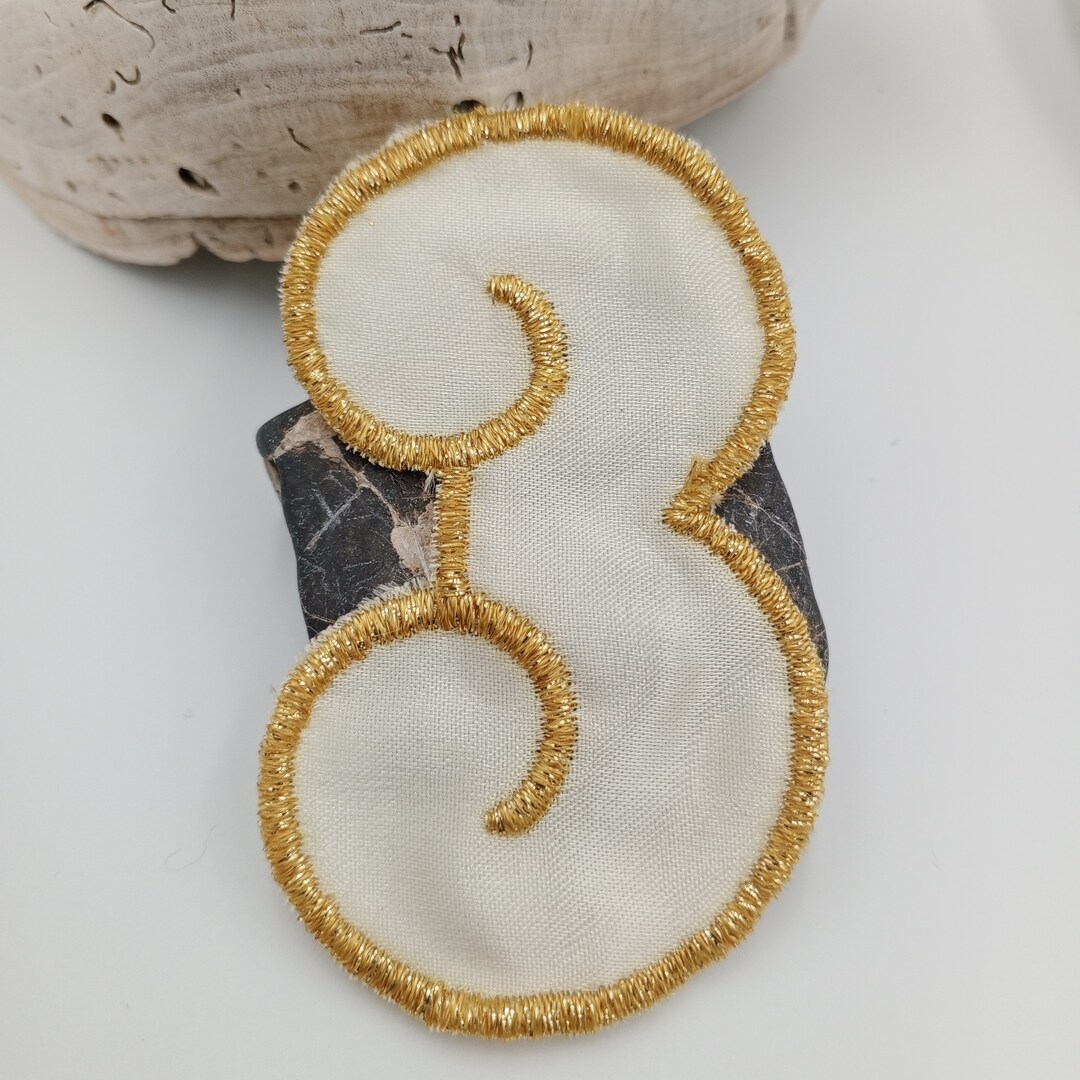 VINTAGE Letter Words Patches off White Metallic Gold Number Three ...