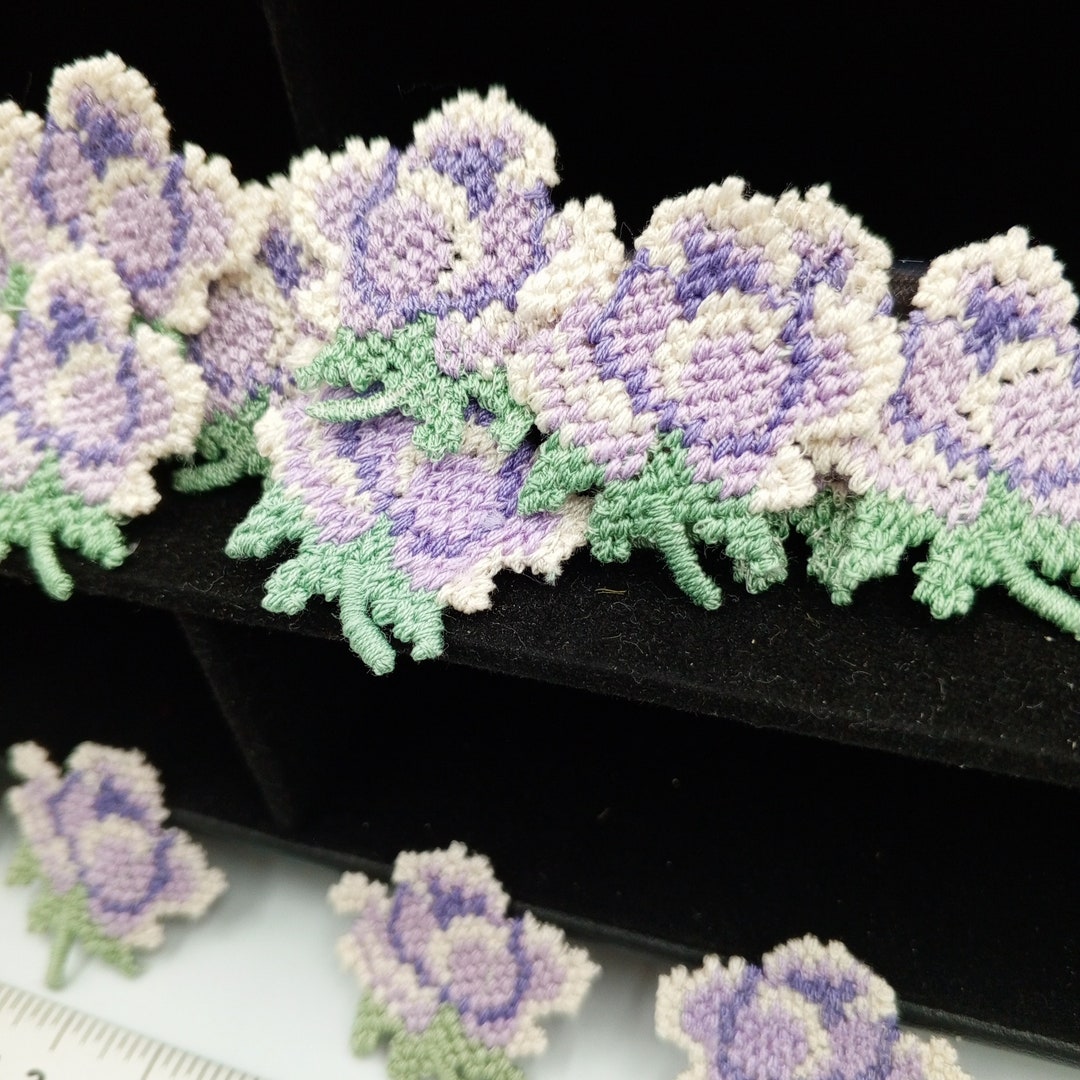 FLORAL VINTAGE Appliques Purple off White Lilac Flower Patches #177 - Etsy
