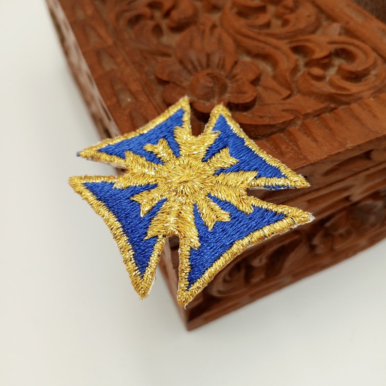 Majestic Royalty Star Patch Iron on Royal Blue Noble Star Metallic Gold ...