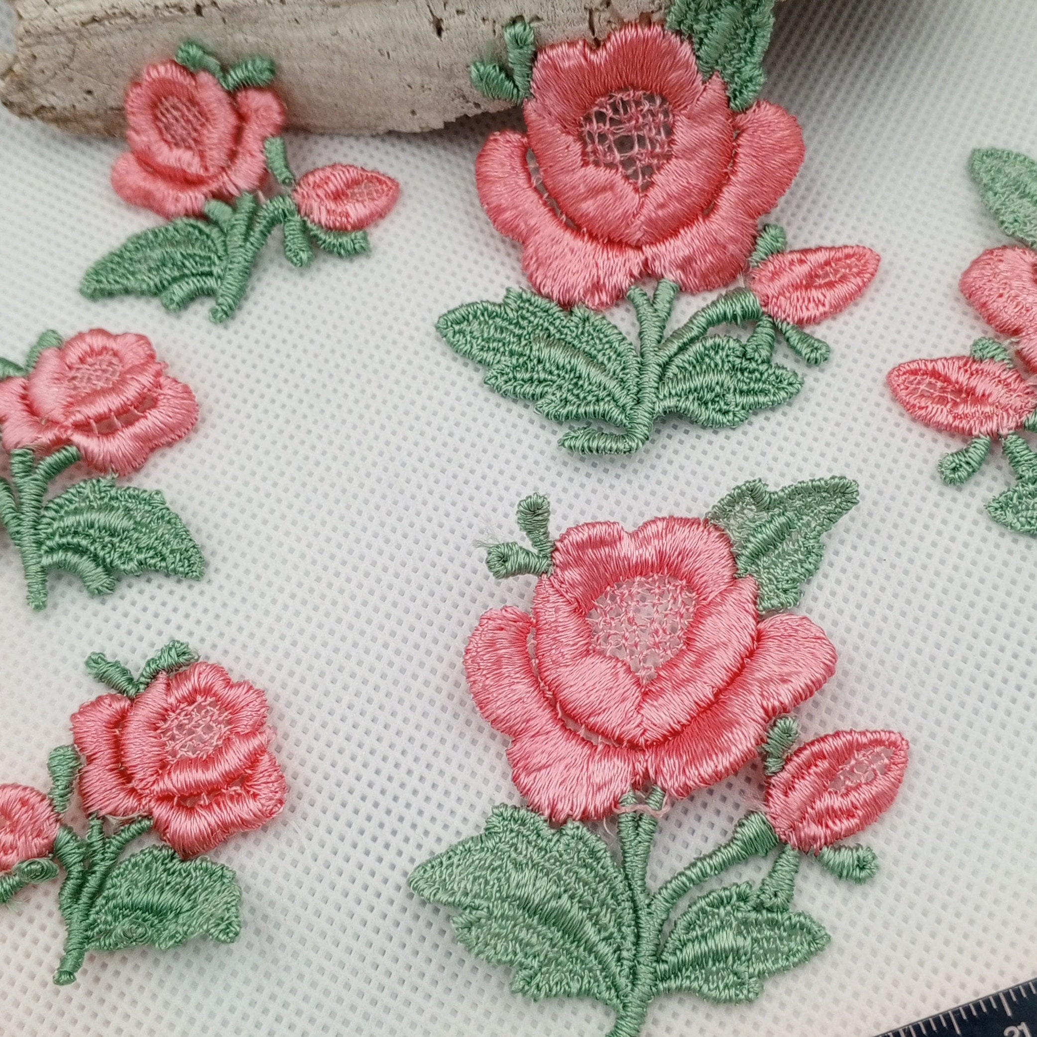 Vintage Pink Flowers Patch 6 Pieces FLORAL VINTAGE Appliques Pink ...