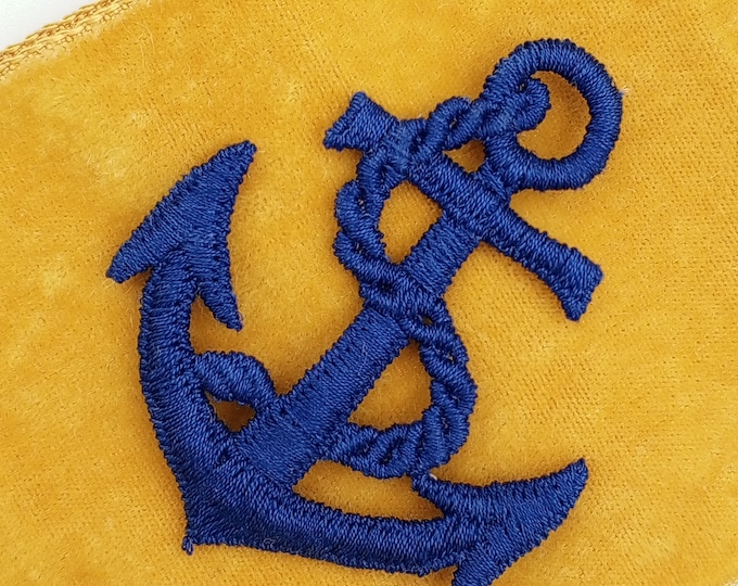 WHITE NAVY BLACK Anchor Patch Marine Nautical Rope Anchor Embroidered ...