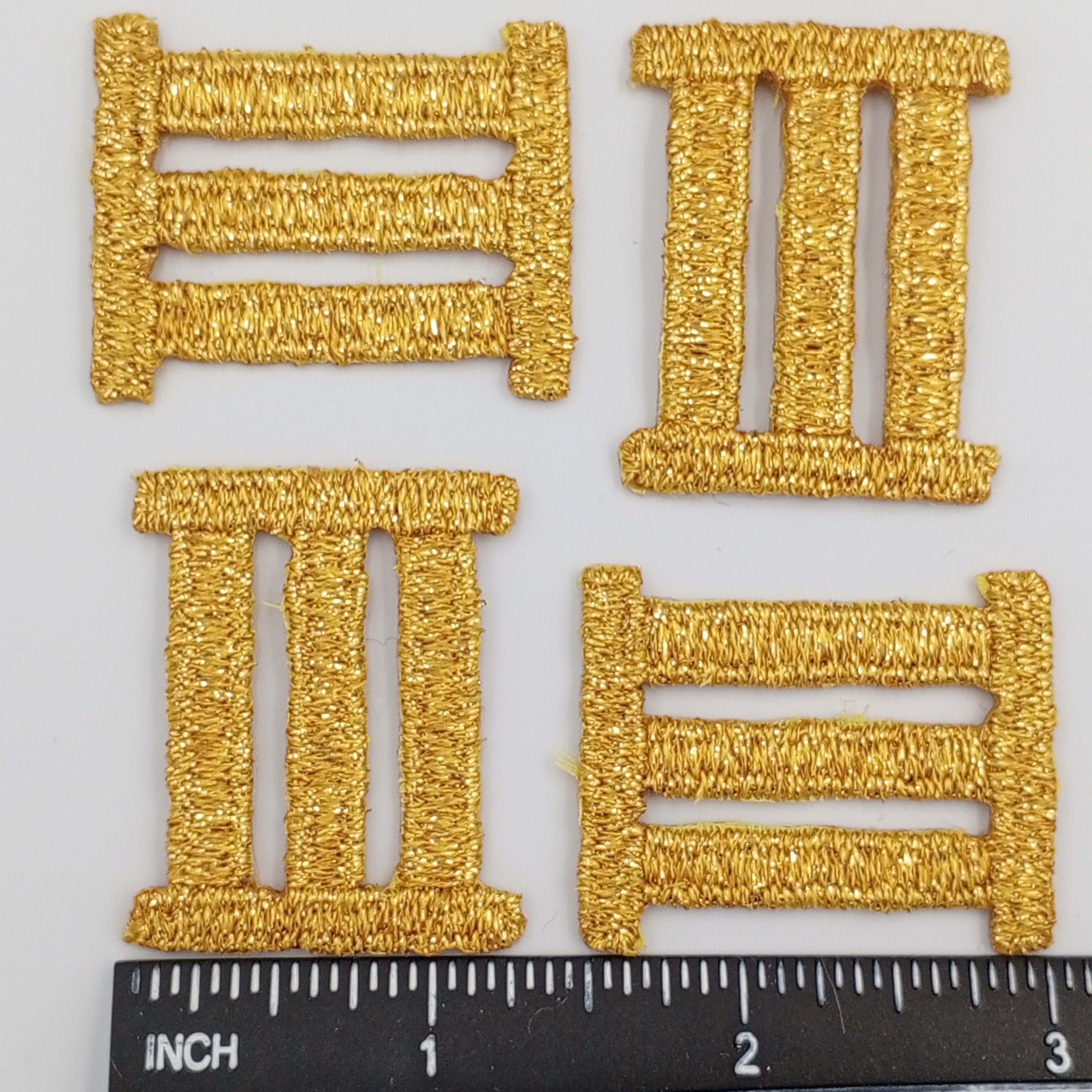 VINTAGE Badge Patches Metallic Gold Roman Numeral Three Embroidered ...