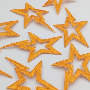 Golden Shooting Star Appliques Dark Yellow Stars VINTAGE Iron on ...