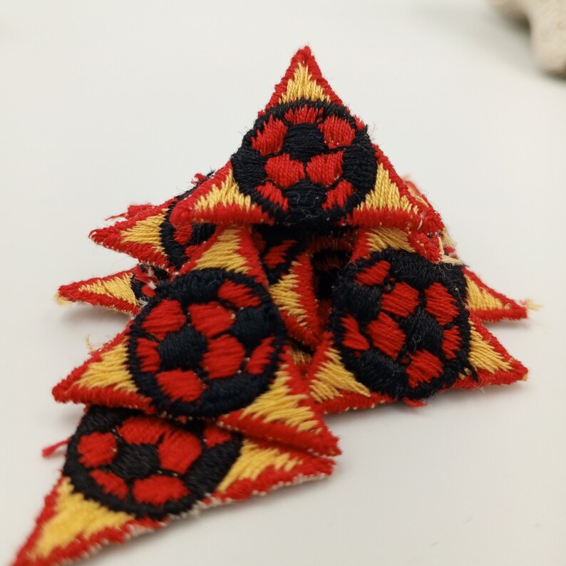 VINTAGE Soccer Ball in a Triangle Patches Red Black Yellow Embroidered Appliques 908 - Etsy