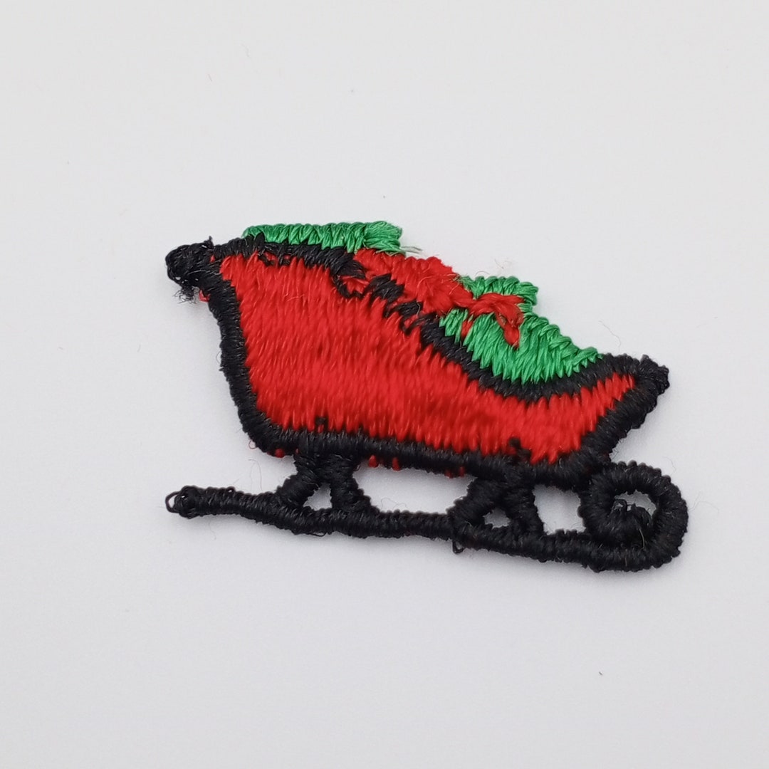 VINTAGE Applique Green Black Red Santa Sleigh Christmas Patches #353 - Etsy