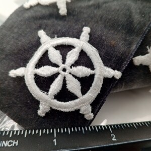 White Nautical Ship Wheel Applique Embroidered Vintage Captain's Wheel ...