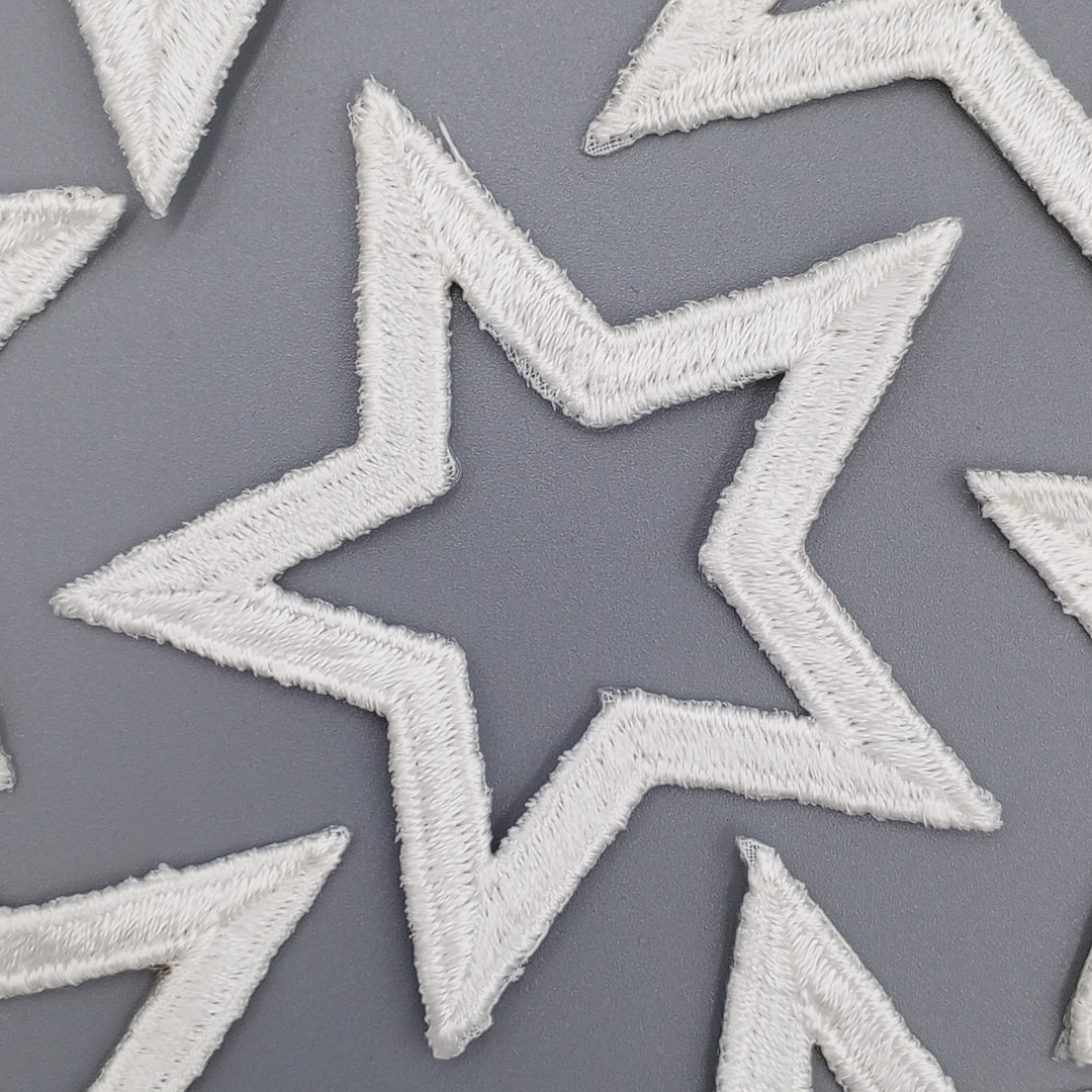 Pure White Star Iron on Patch Embroidery Stars Appliques for Jackets ...