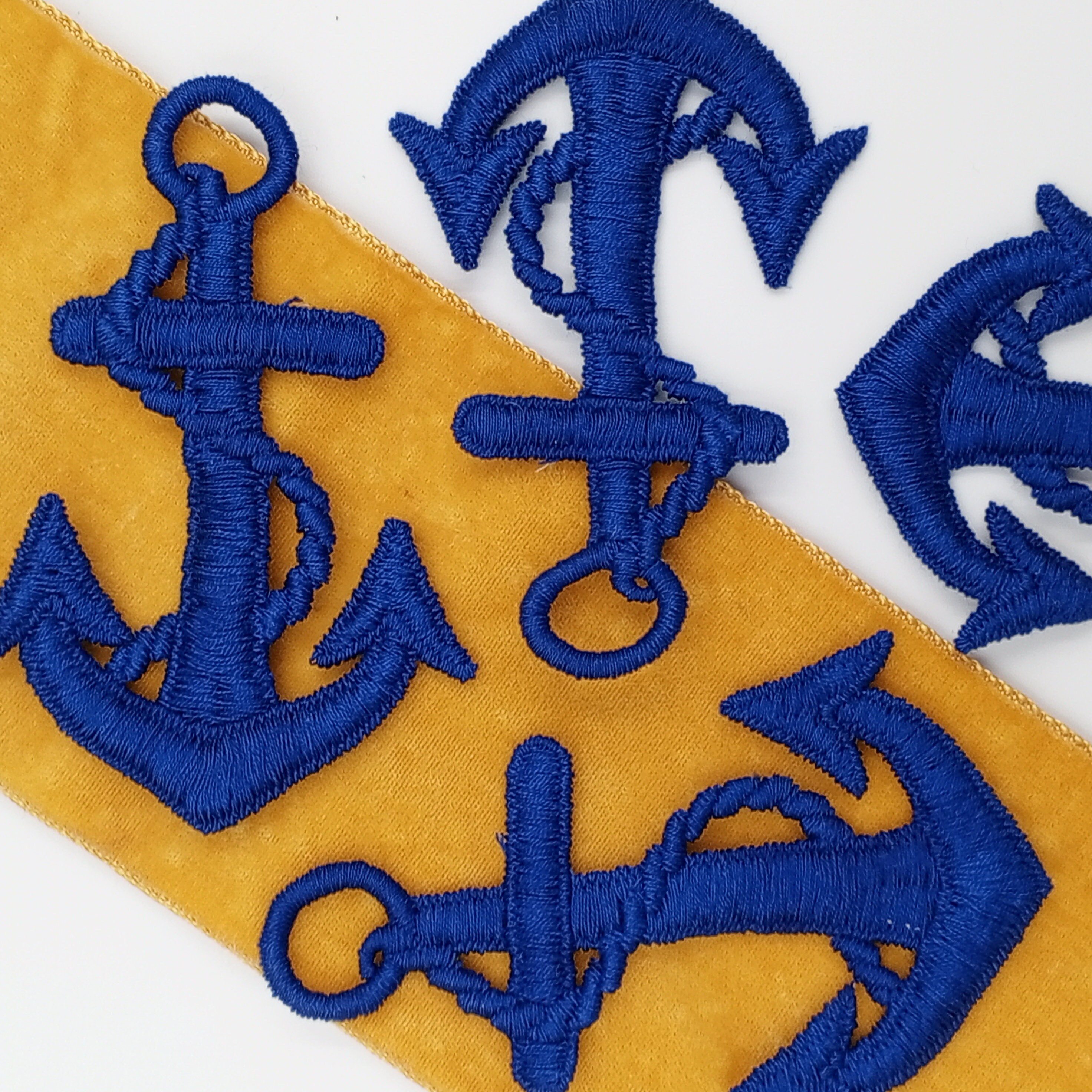 Navy Blue Anchor Decorative Patch Nautical Embroidered Retro Vintage ...