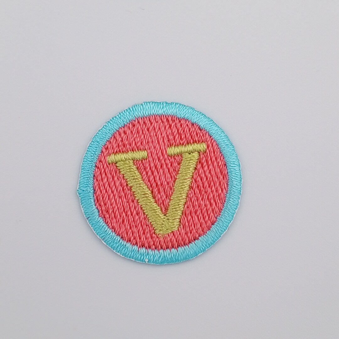 VINTAGE Letter Words Patches Blue Red V Patch Embroidered Appliques ...