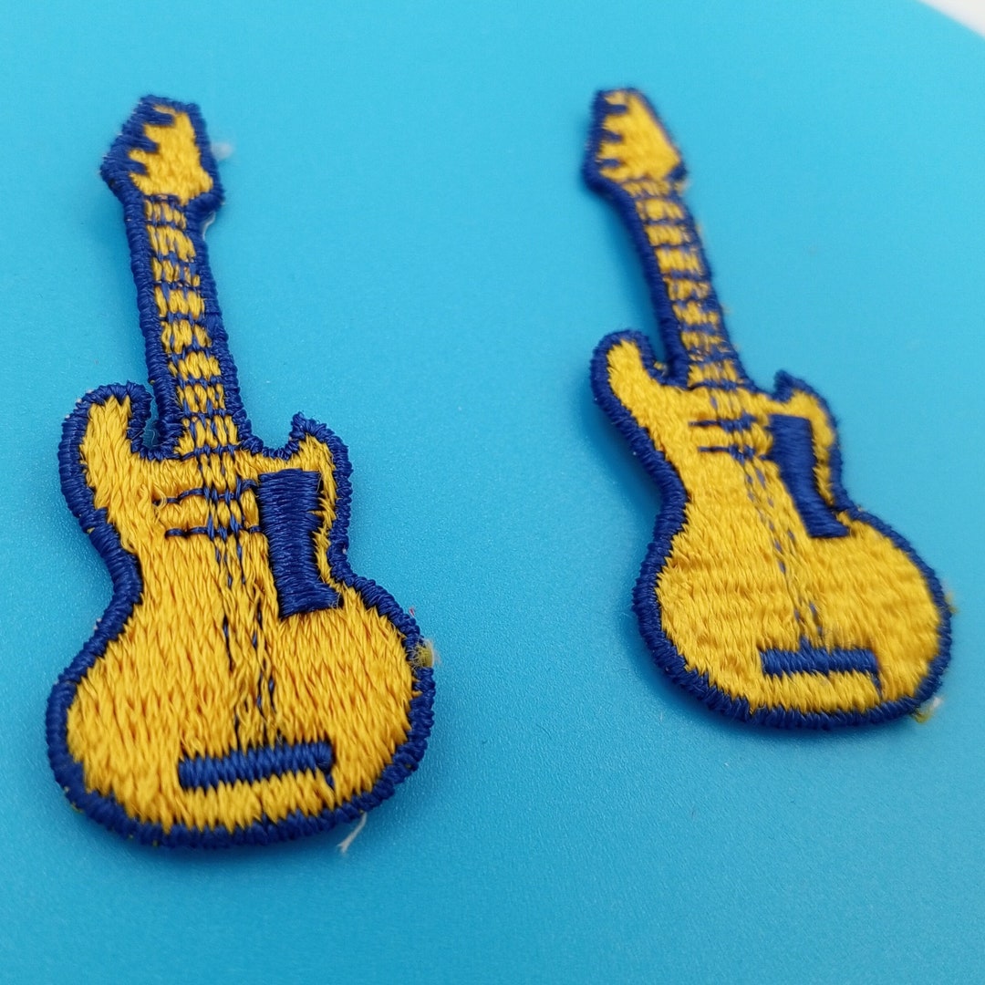 VINTAGE Electric Guitar Patches Blue Yellow Embroidered Appliques #944 ...