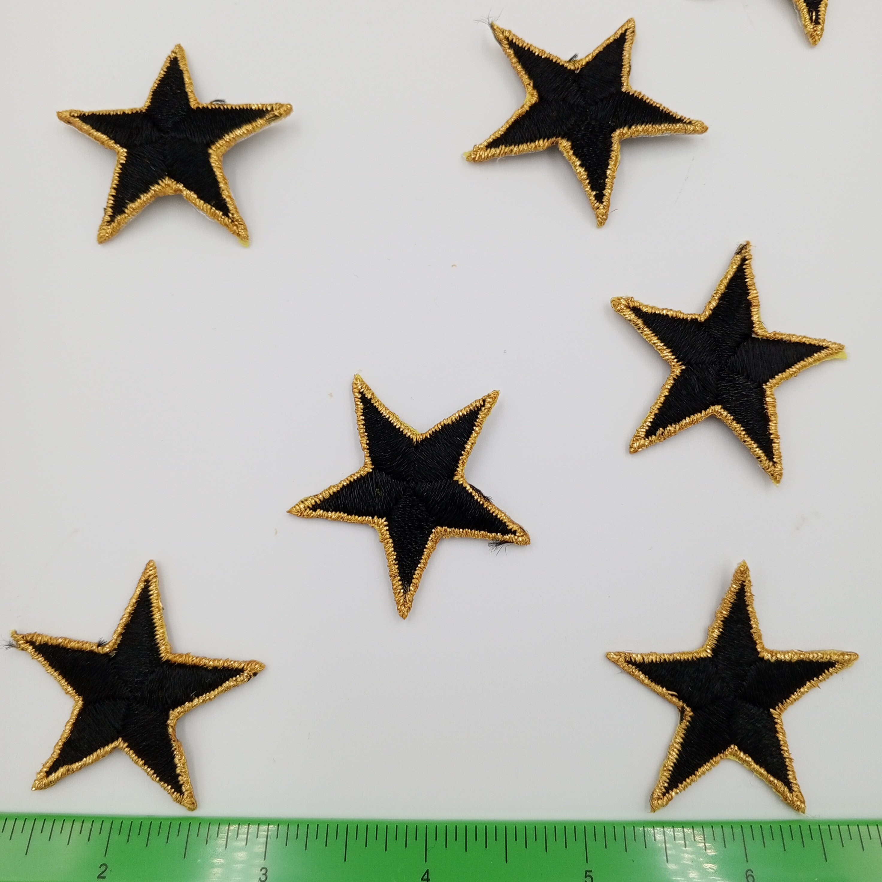 Iron on Metallic Gold Outline Black Stars Patches Embroidered VINTAGE ...