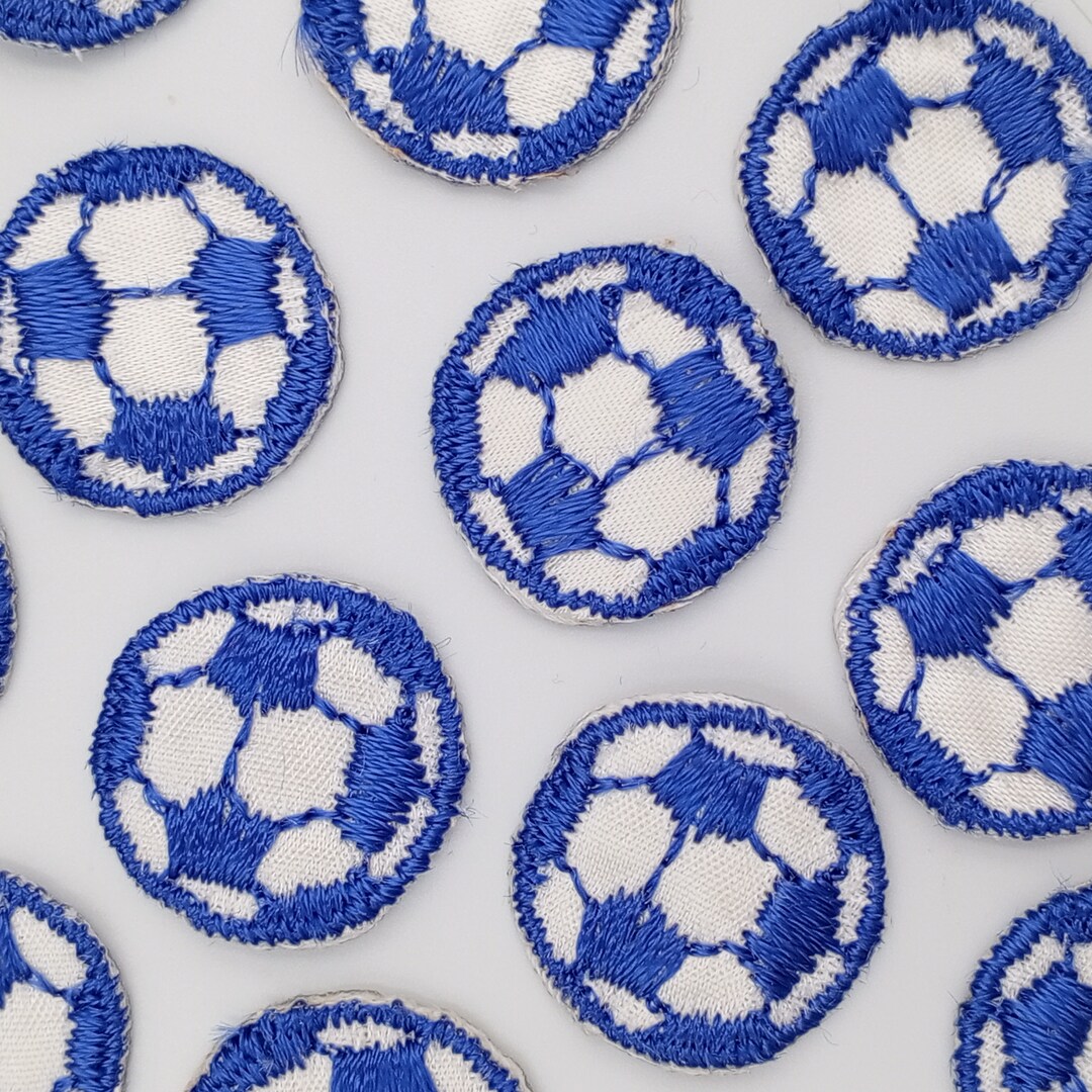 VINTAGE Soccer Ball Patches Blue White Embroidered Applique #922 - Etsy