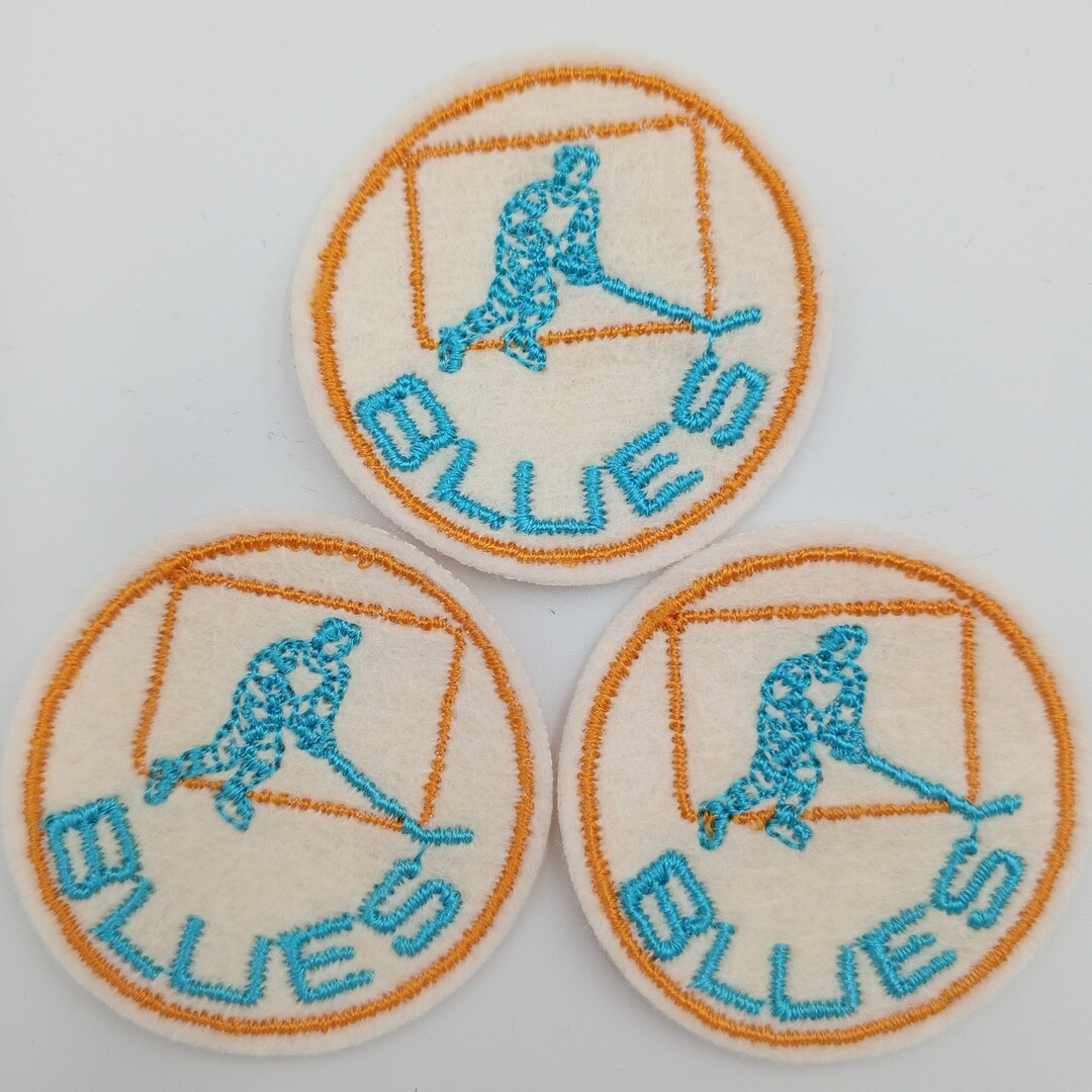 VINTAGE Badge Patches Gold, Off-white, Turquoise BLUES Hockey ...