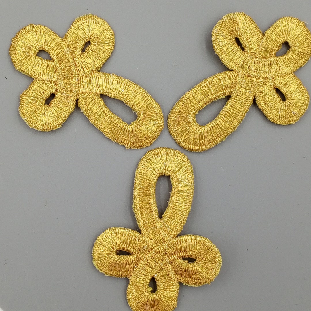 GOLD KNOT Iron on Patches METALLIC Gold Cross Knots Design Embroidered ...