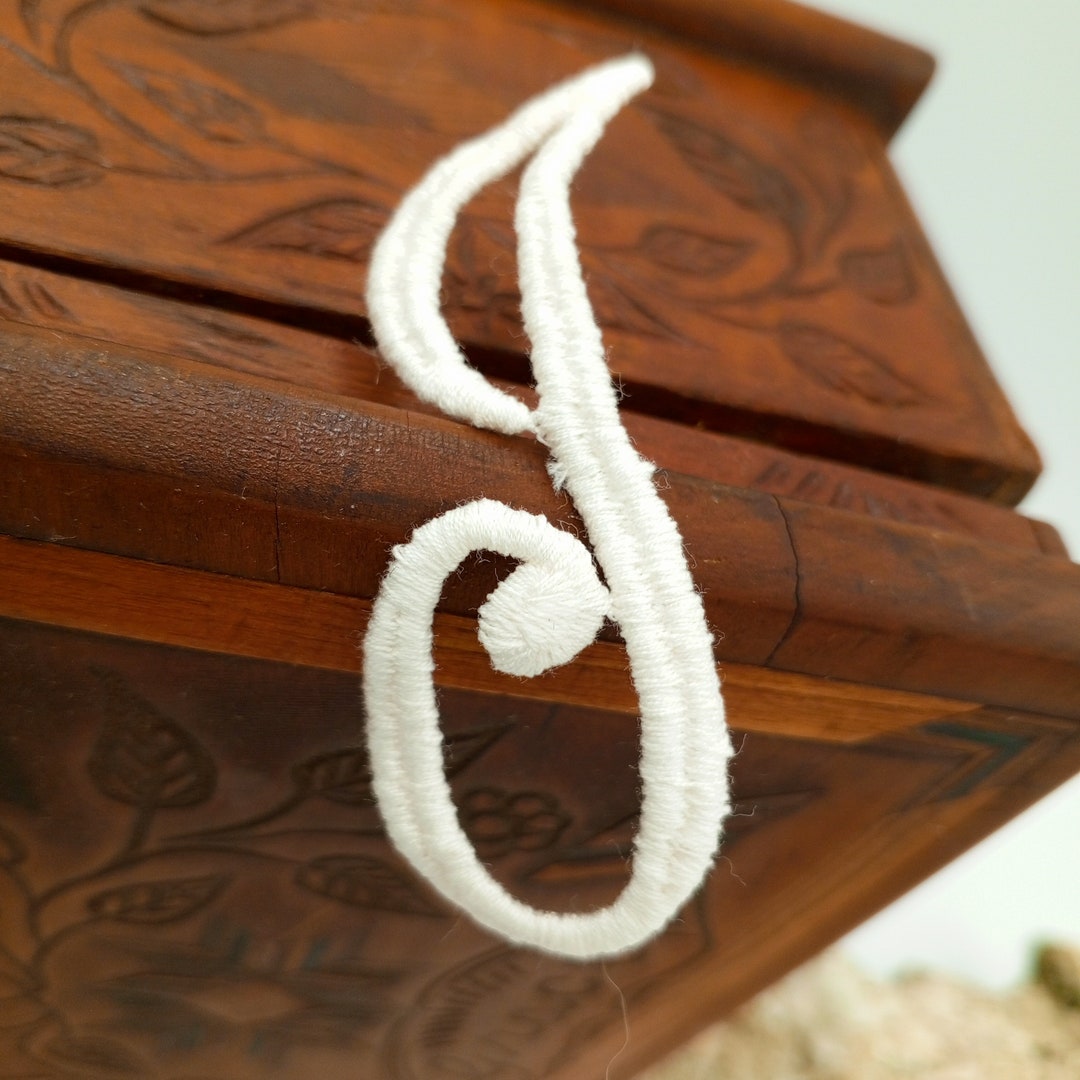 VINTAGE Letter Words Patches Off-white Letter J Embroidered Appliques ...