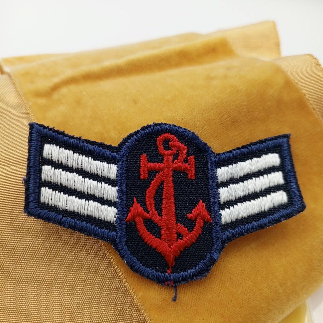 Navy Iron on Red Anchor Badge White Wings Patches for Suits Nautical ...