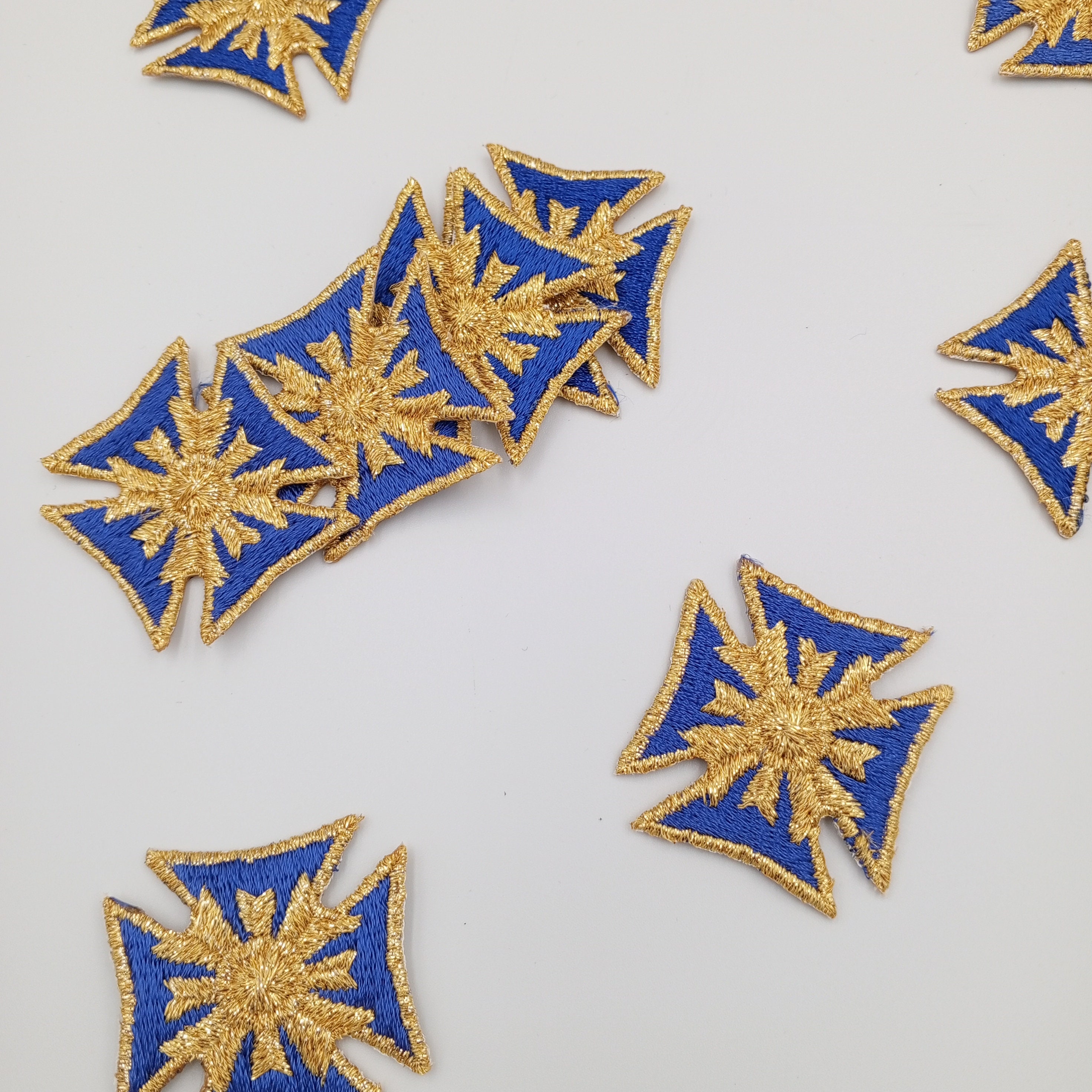 Majestic Royalty Star Patch Iron on Royal Blue Noble Star Metallic Gold ...