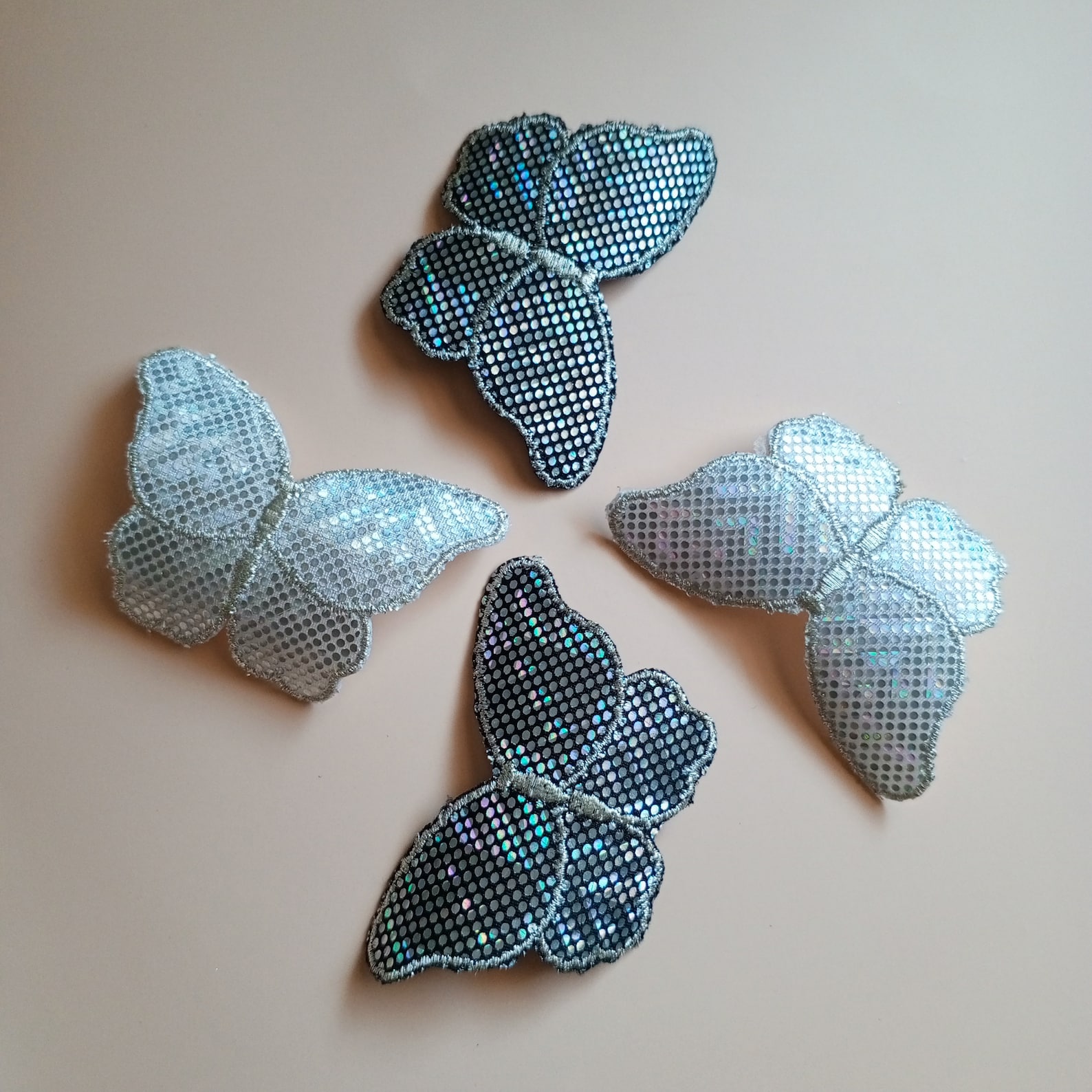 4pcs Silver Black and White Butterfly Patches Iron on Appliques ...