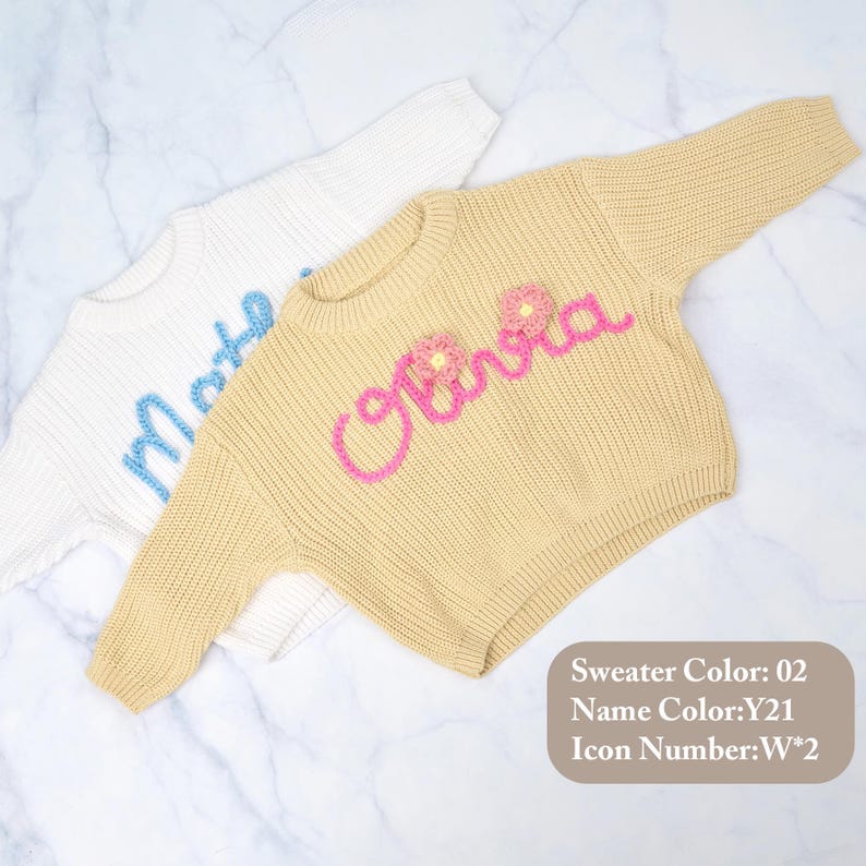 Personalized Knit Baby Sweater | Custom Embroidered Name, Cotton Yarn ...