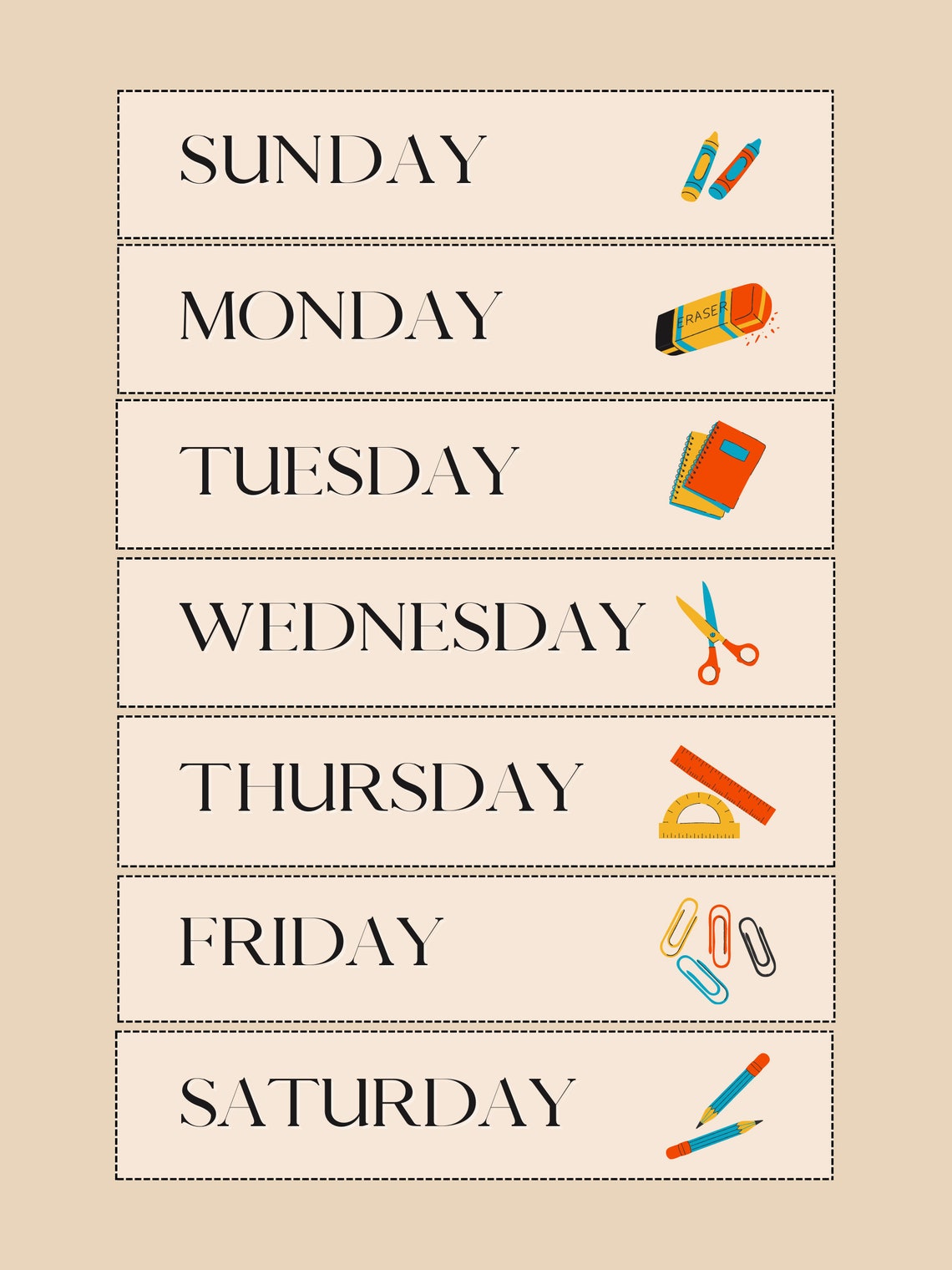 Digital Days of the Week Poster - Etsy