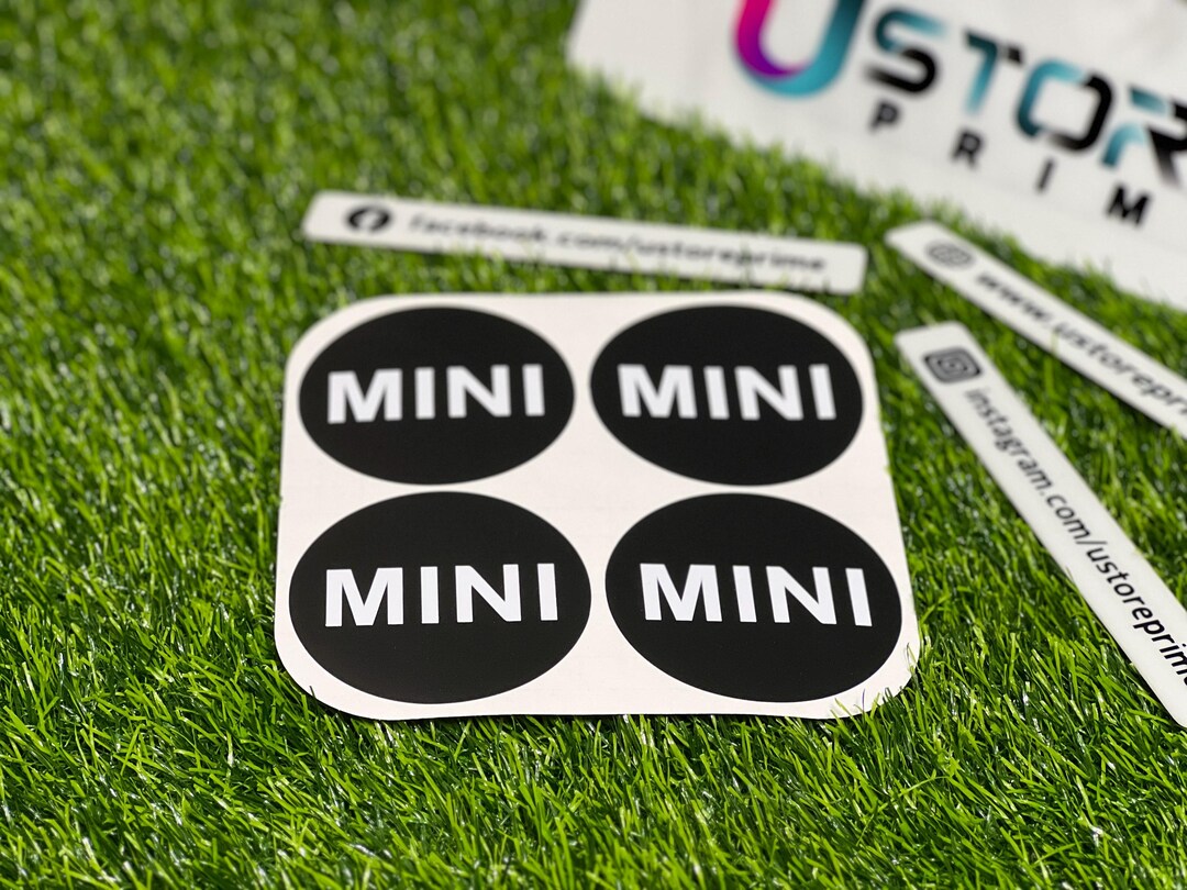 4x Mini Wheel Center Cap Logo Decals – Black Base With White Logo – 9 ...