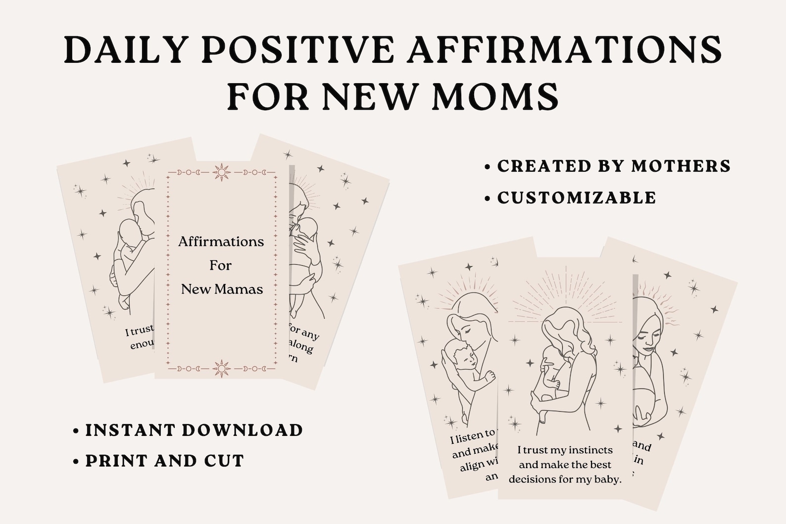 Daily Positive Affirmation Cards for Mamas | Postpartum New Mom Gift ...