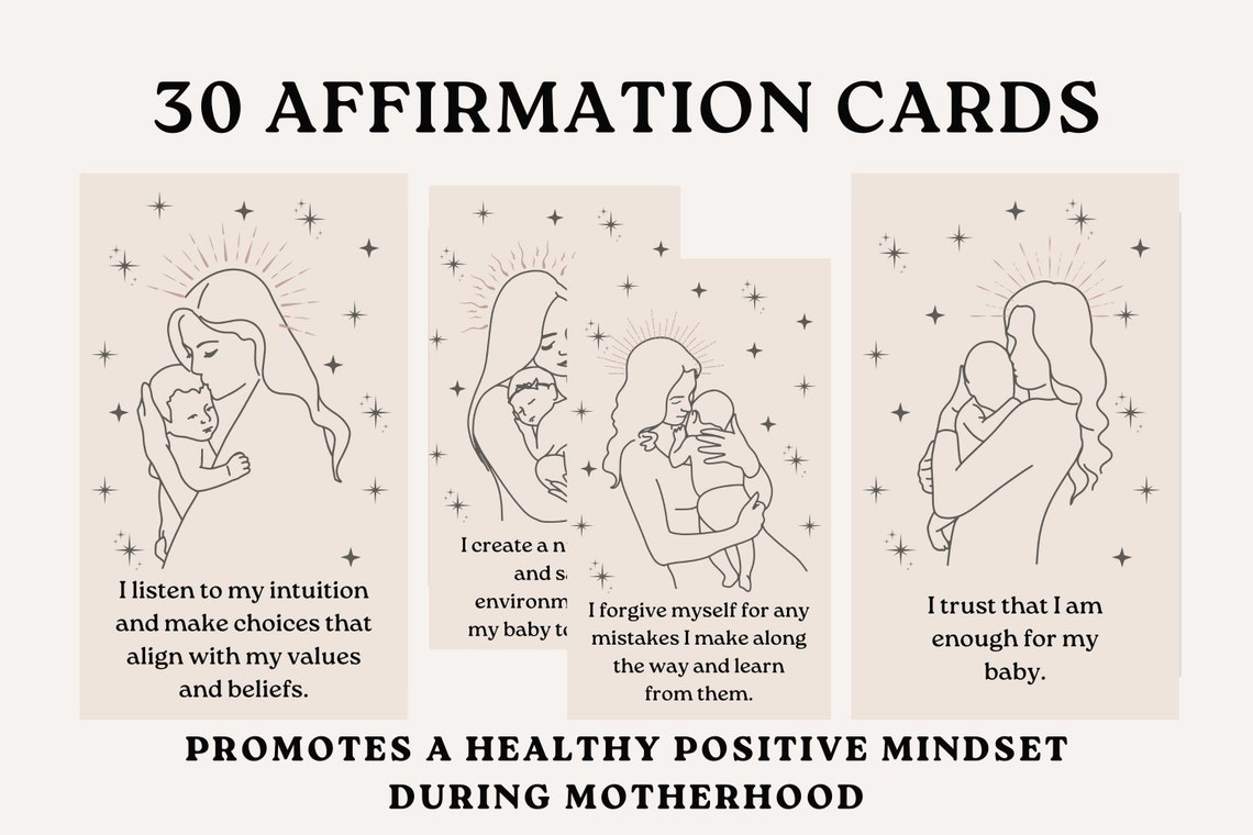 Daily Positive Affirmation Cards for Mamas Postpartum New Mom Gift for ...