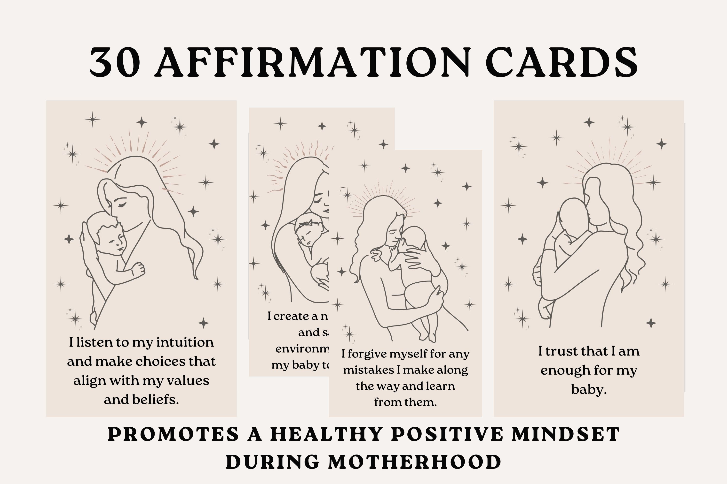 Daily Positive Affirmation Cards for Mamas | Postpartum New Mom Gift ...