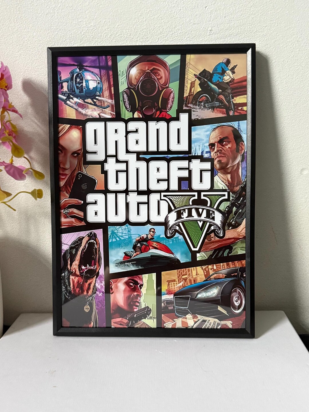 GTA V Grand Theft Auto Poster Framed Videogame PS5 XBOX Wall Decoration ...