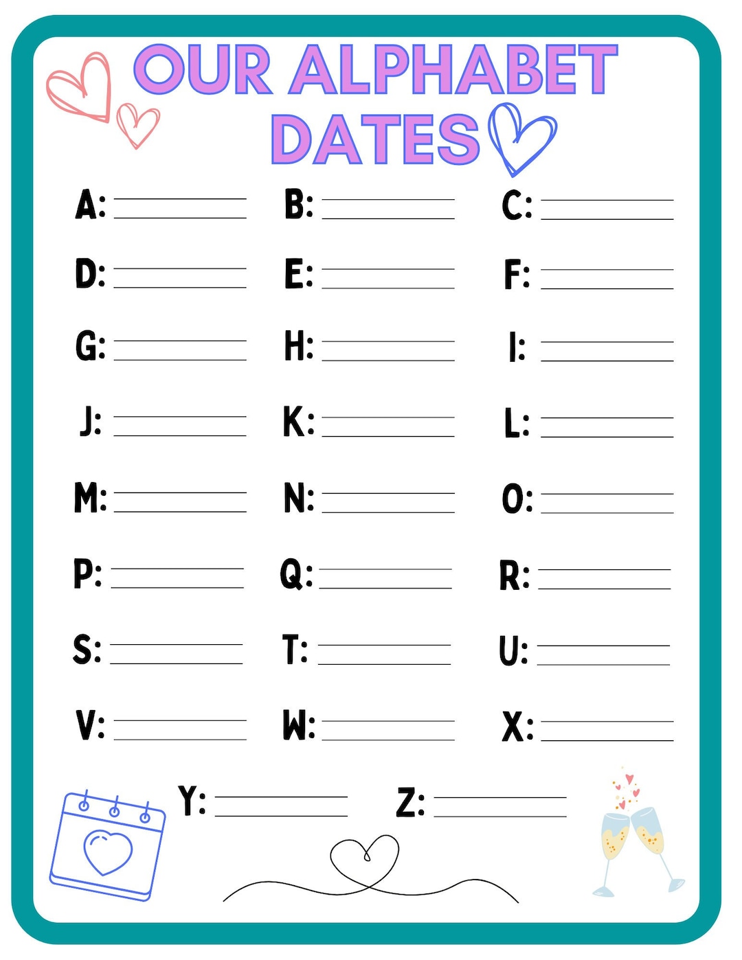 Alphabet Date Challenge - Etsy