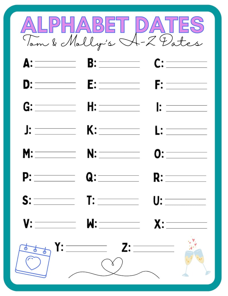 CUSTOM Alphabet Date Night! - Etsy