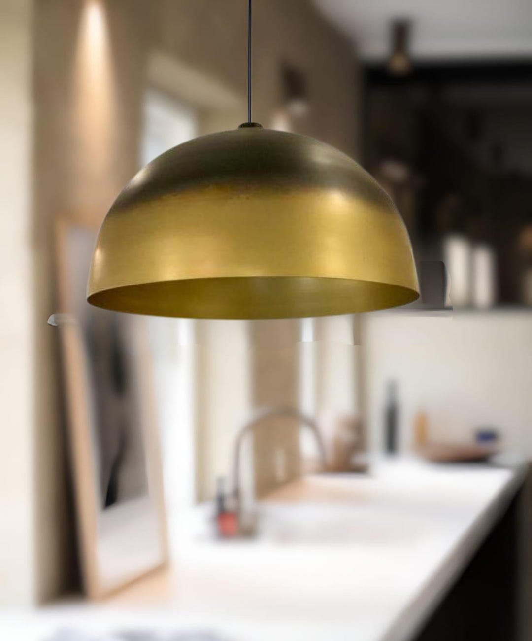 Oxidized Patinated Copper Pendant Light, Patinated Copper Lamp, Hanging ...