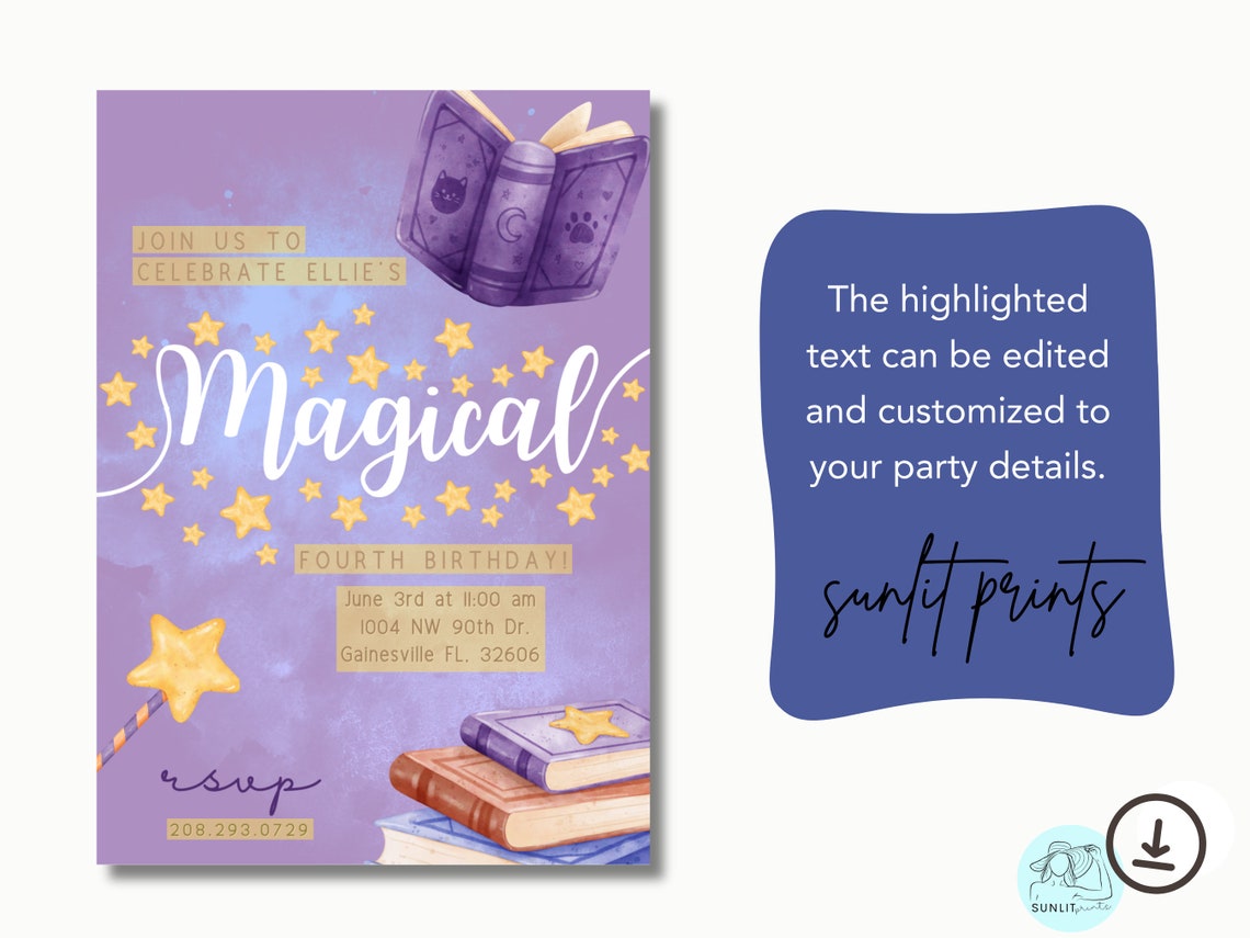 Magical Birthday Party Invitation, Magic Birthday Invitation, Magic ...