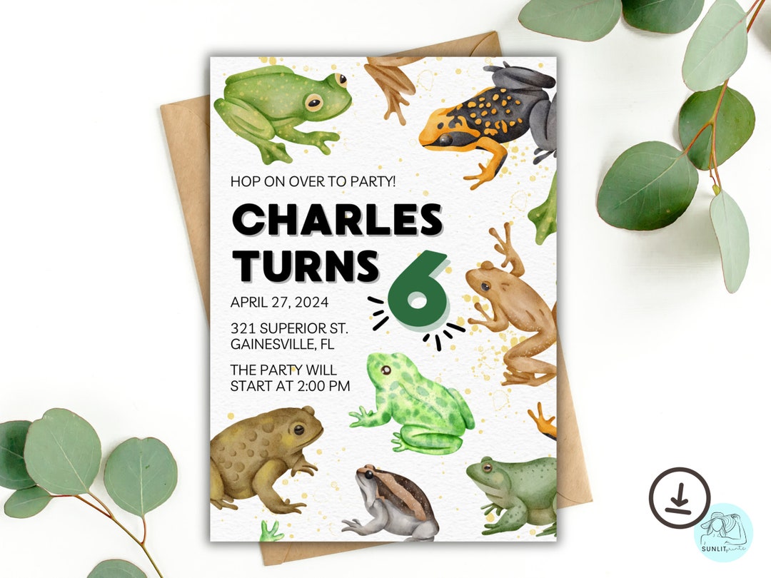Frog Birthday Party Invitation, Editable Frog Party Invite, Hoppy ...