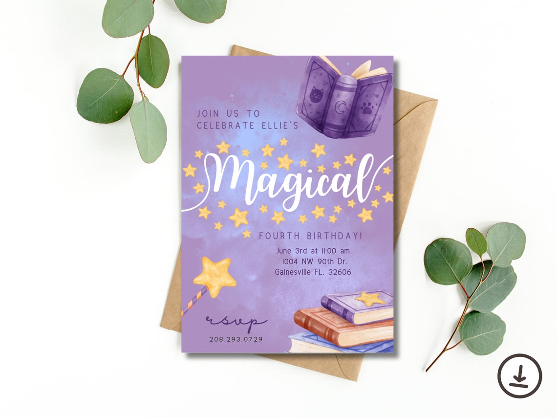Magical Birthday Party Invitation, Magic Birthday Invitation, Magic ...