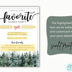 Favorite Things Party Invitation, Christmas Gift Exchange Party ...