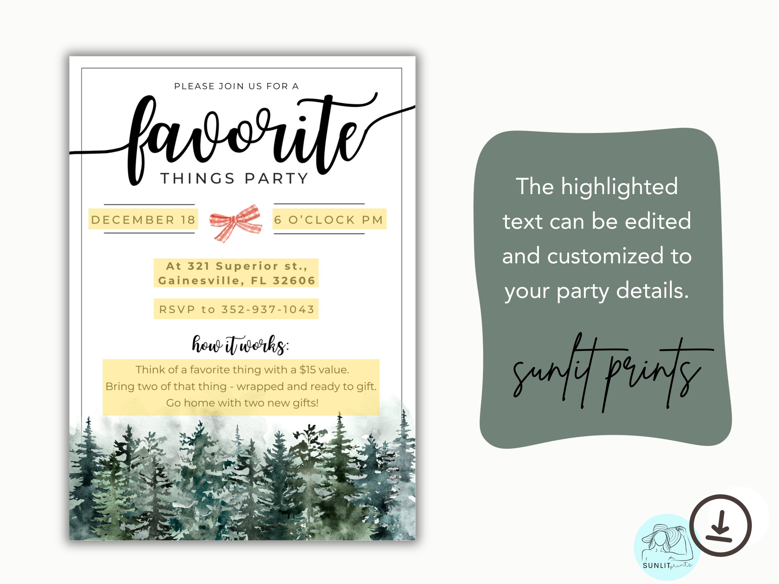 Favorite Things Party Invitation, Christmas Gift Exchange Party ...