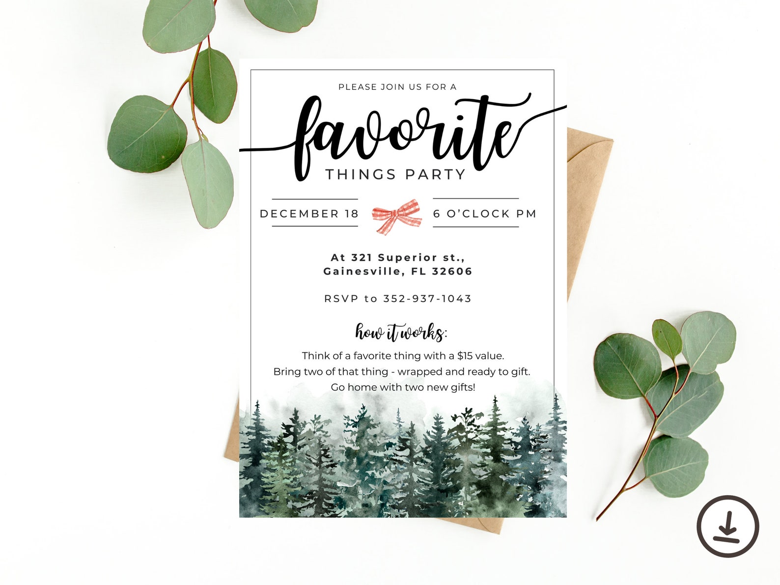 Favorite Things Party Invitation, Christmas Gift Exchange Party ...