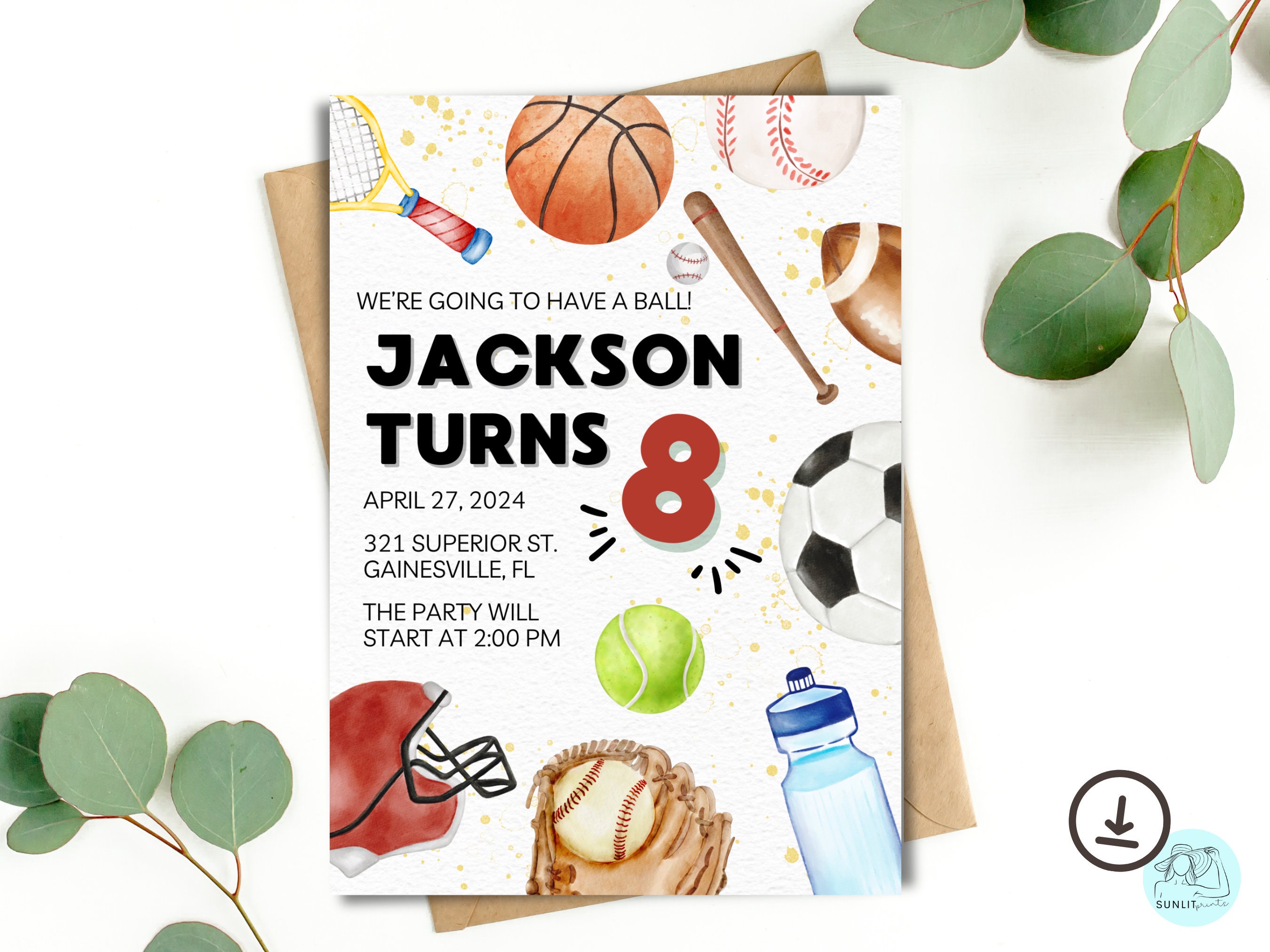 Sports Birthday Party Invitation, Basketball Party, Baseball Party ...