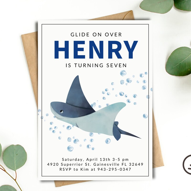 Stingray Party Invite - Etsy