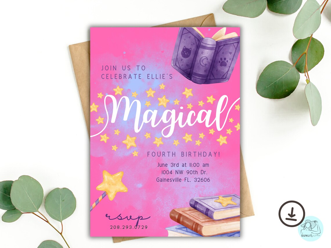 Magical Birthday Party Invitation, Magic Birthday Invitation, Magic ...
