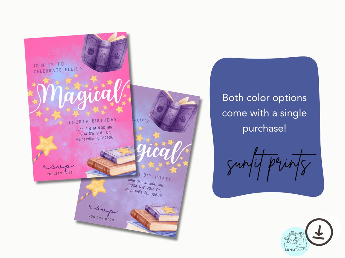 Magical Birthday Party Invitation, Magic Birthday Invitation, Magic ...