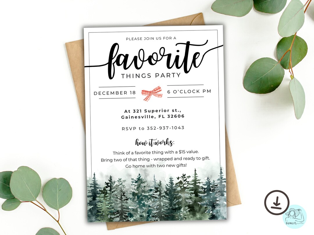Favorite Things Party Invitation, Christmas Gift Exchange Party ...