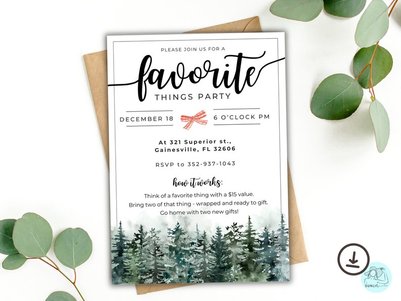 Favorite Things Party Invitation, Christmas Gift Exchange Party ...