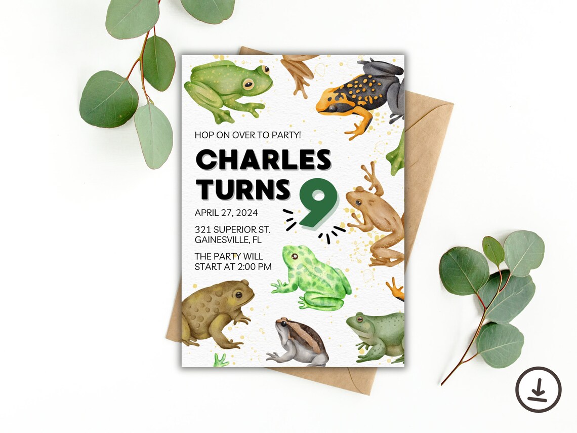 Frog Birthday Party Invitation, Editable Frog Party Invite, Hoppy ...