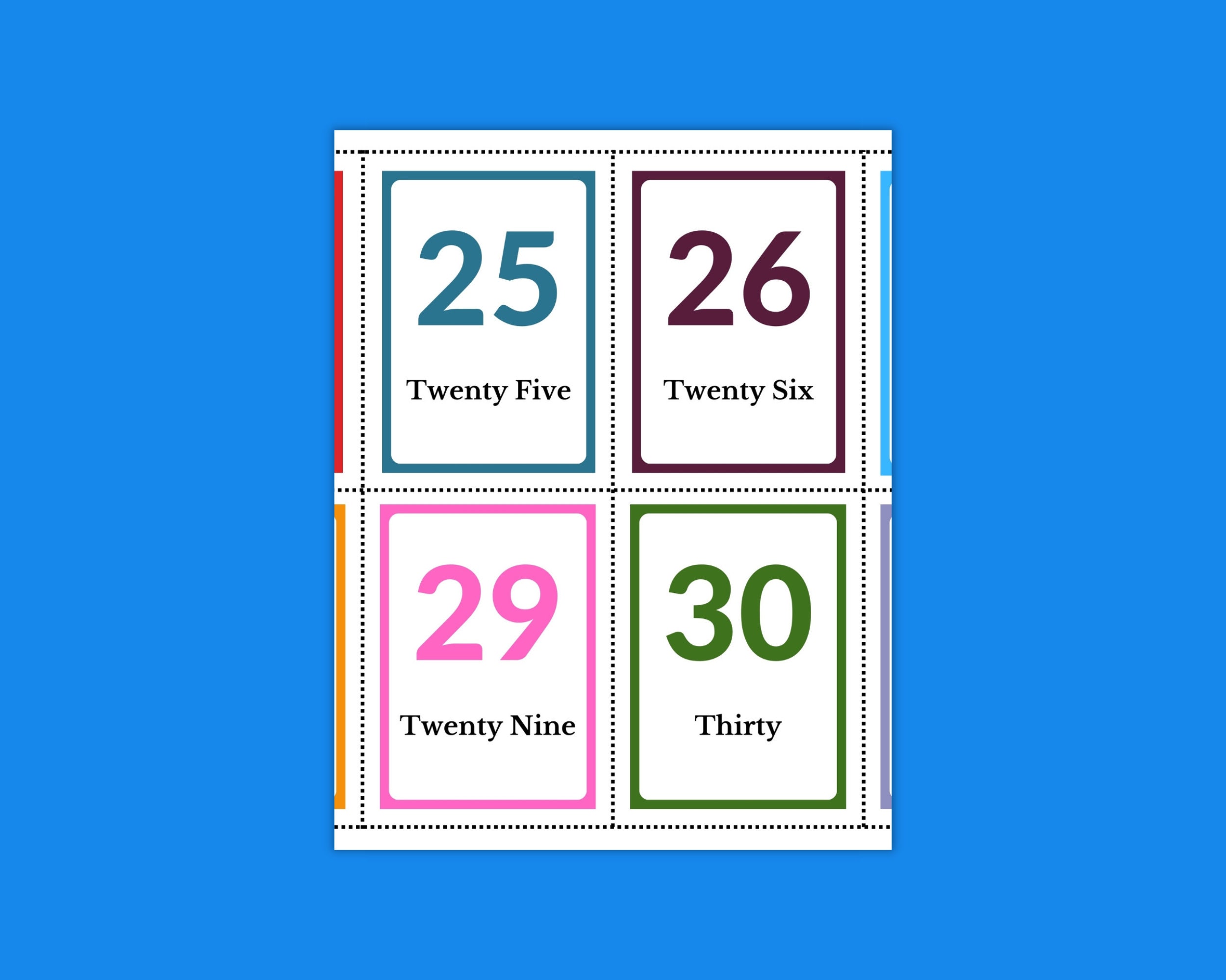 Number Cards Printable Number Cards Kids Activity Cards Workbook ...