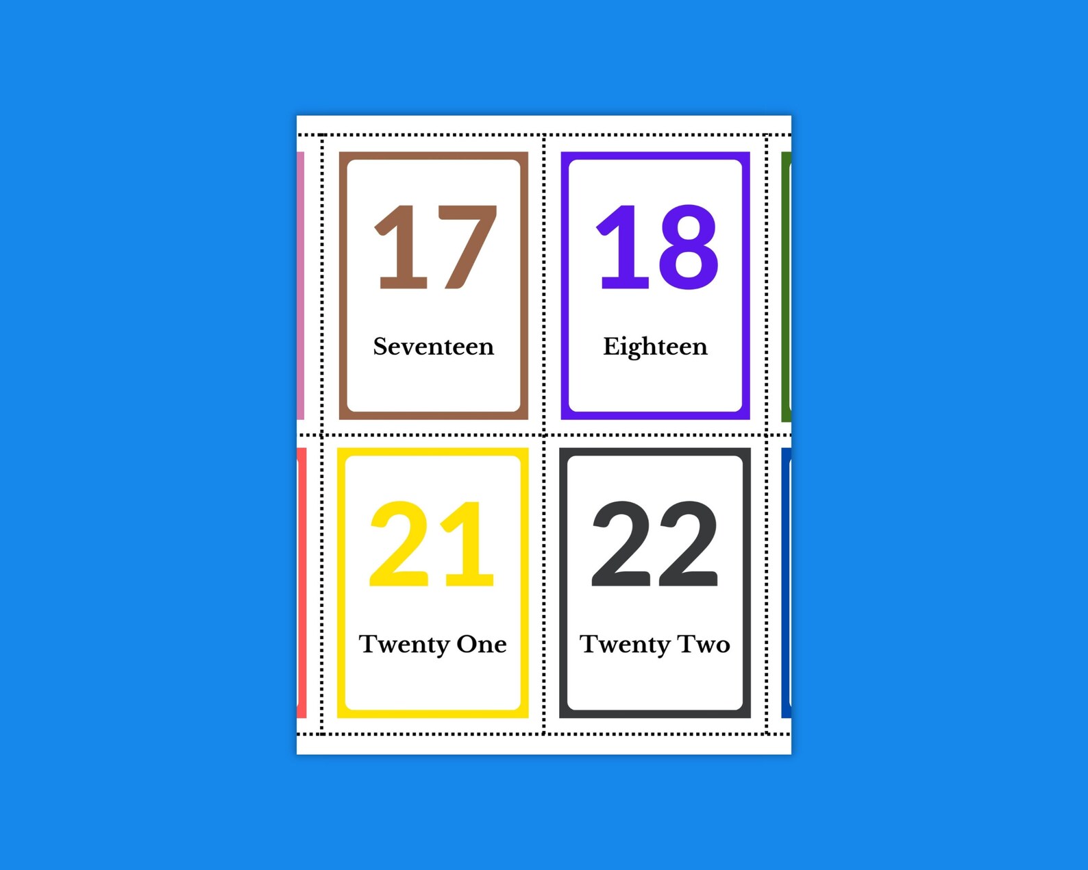 Number Cards Printable Number Cards Kids Activity Cards Workbook ...