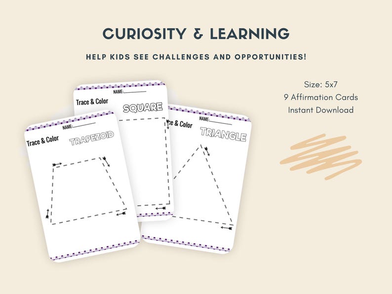 Trace, Color, Shapes Cards, Activity Cards, Preschool Learning ...