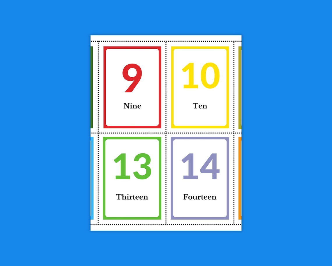 Number Cards Printable Number Cards Kids Activity Cards Workbook ...